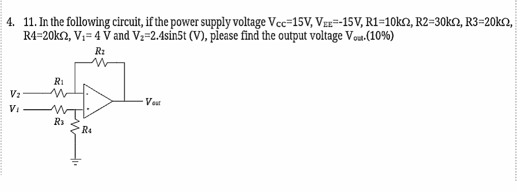 Solved In the following circuit, if the power supply voltage | Chegg.com