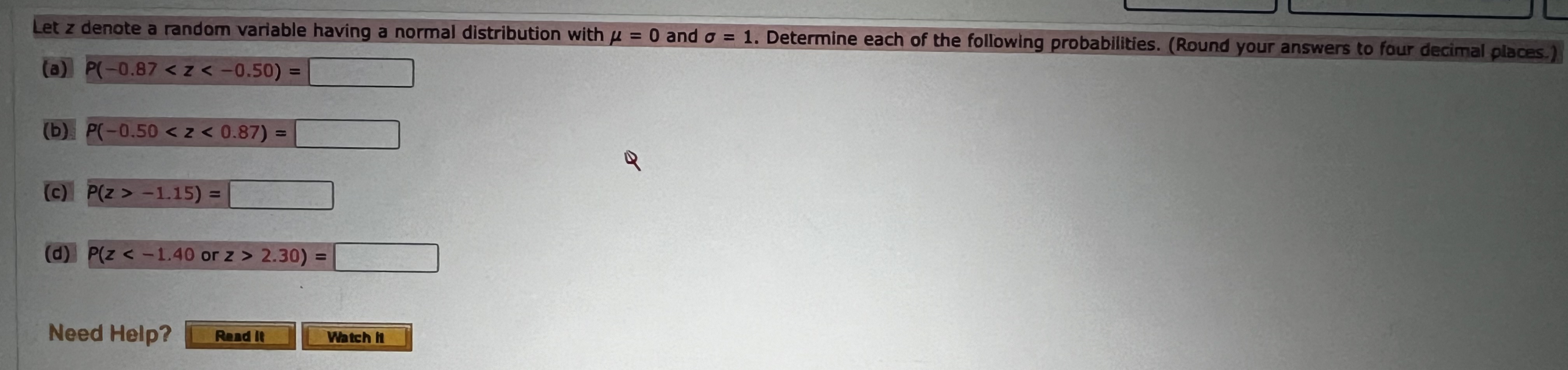 Solved Let z ﻿denote a random variable having a normal | Chegg.com