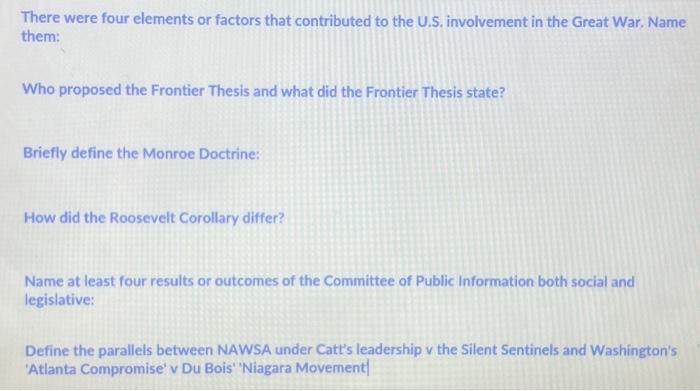 use the book U.S. History on openstax chapters 21,22, | Chegg.com