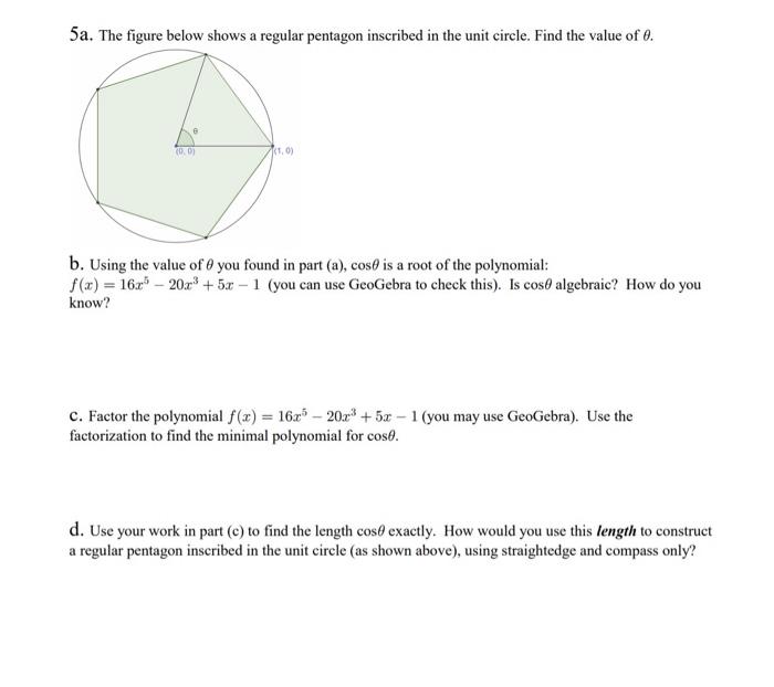 Solved 5a. The figure below shows a regular pentagon | Chegg.com