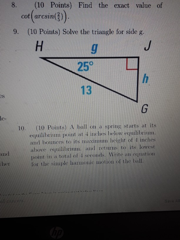 Solved 8. (10 Points) Find the exact value of cot (arcsin() | Chegg.com Solved 8. (10 Points) Find the exact value of cot (arcsin() | Chegg.com
