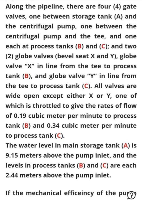 Solved Process water is pumped from the main storage tank | Chegg.com