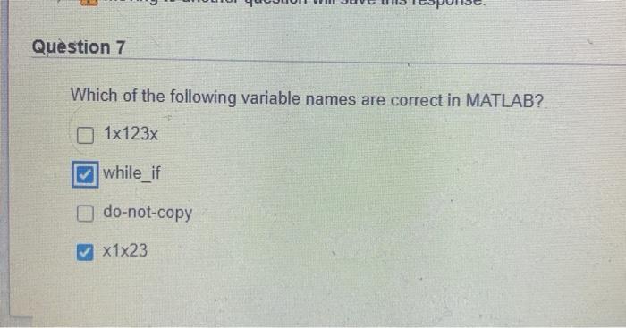 Solved Question 7 Which of the following variable names are | Chegg.com