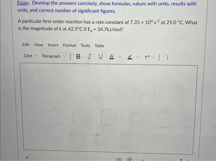 Solved Essay. Develop the answers concisely, show formulas, | Chegg.com