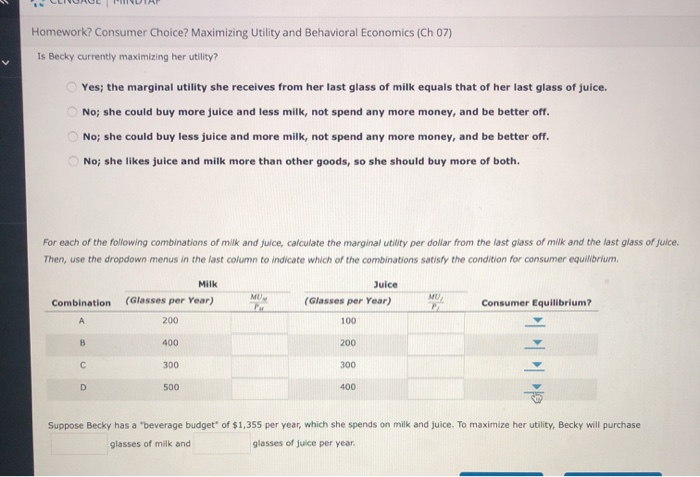 Solved Homework? Consumer Choice? Maximizing Utility and | Chegg.com