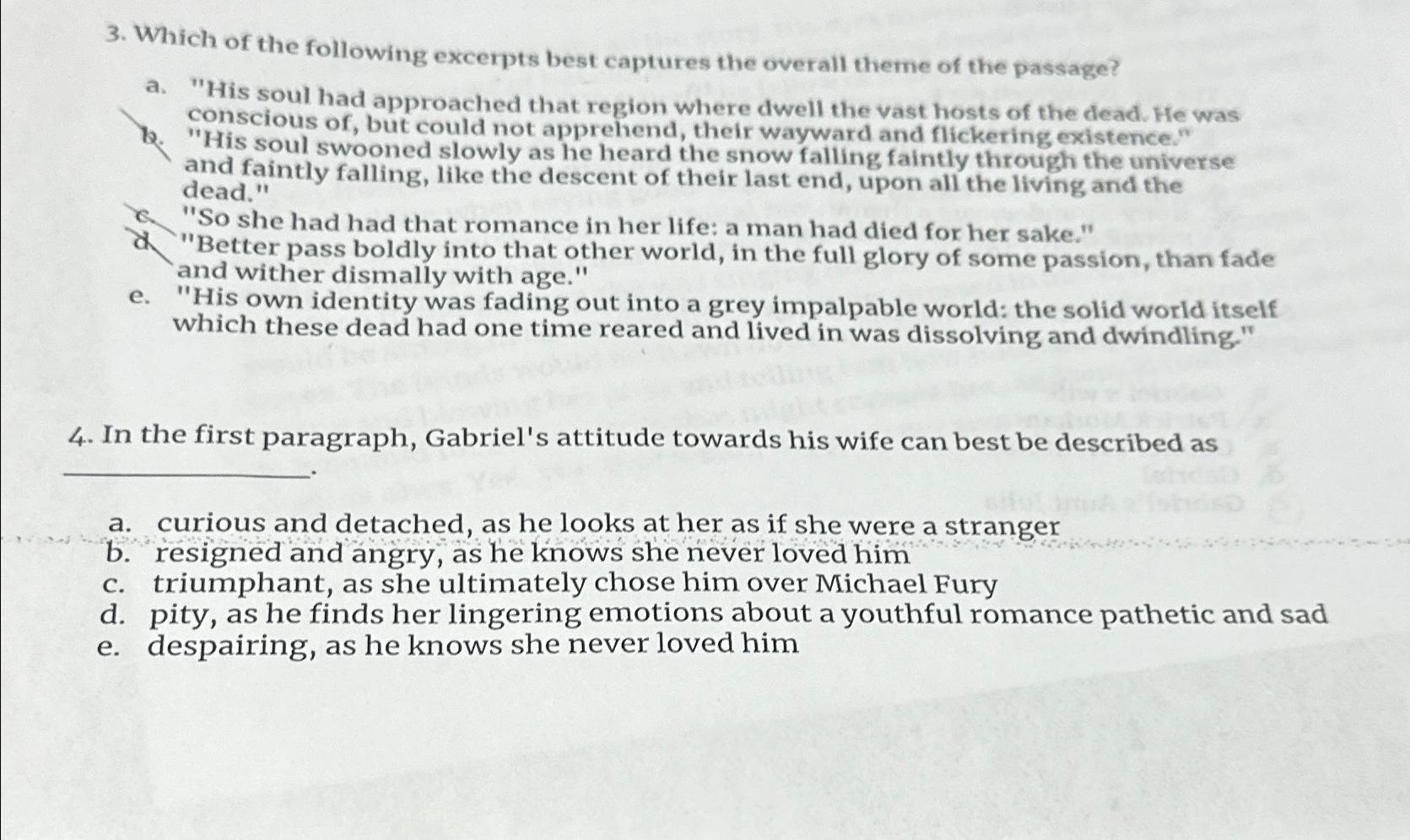 Solved Which of the following excerpts best captures the | Chegg.com