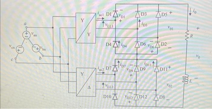 Solved A twelve-pulse rectifier circuit is shown in Fig. 1 | Chegg.com