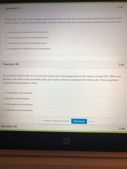 Solved Question 33 2 pts Pyropia spp. is the genus of red | Chegg.com