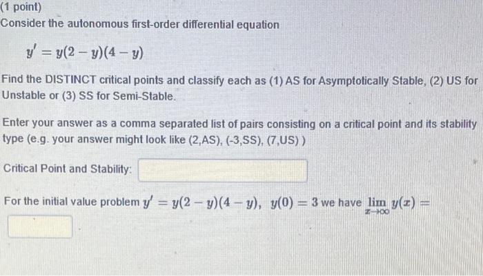 Solved Consider the autonomous first-order differential | Chegg.com
