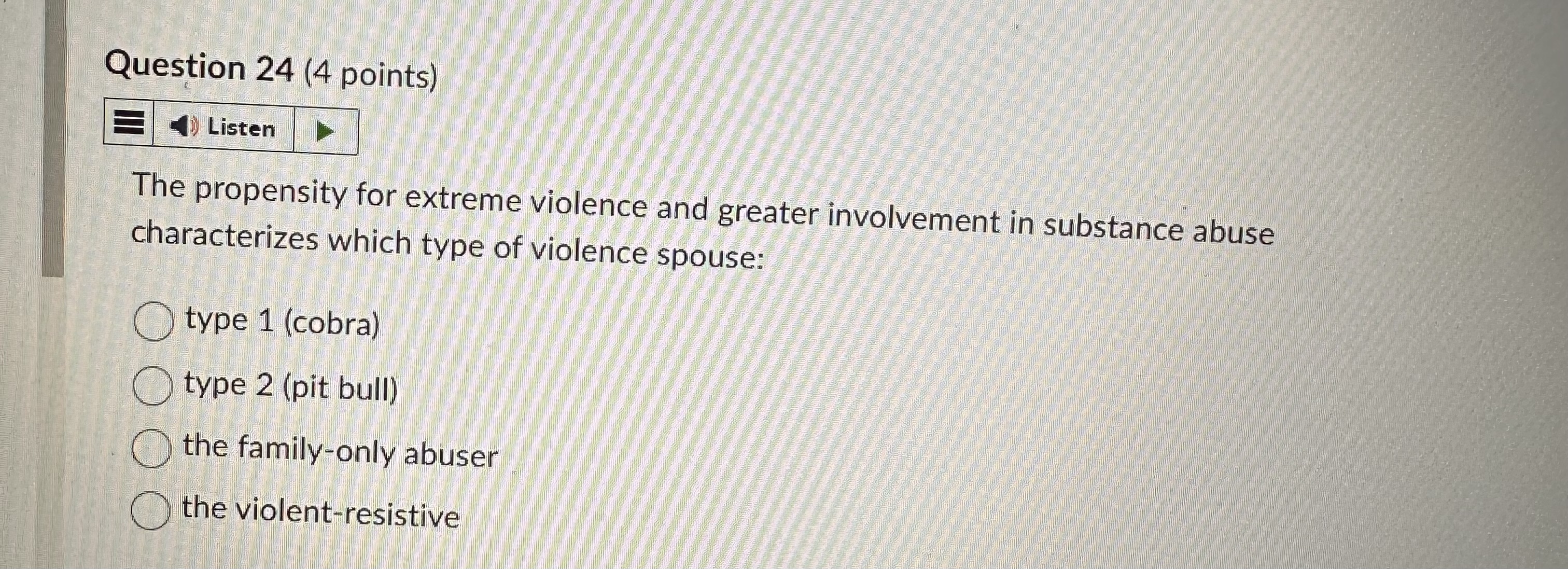 Solved Question 24 (4 ﻿points)The propensity for extreme | Chegg.com