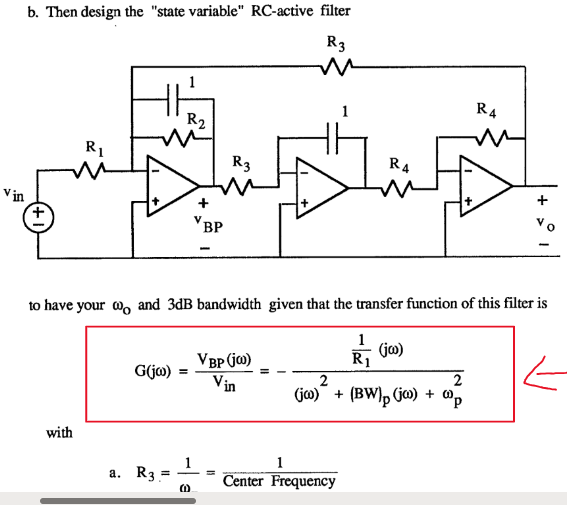 Solved b. ﻿Then design the "state variable" RC-active | Chegg.com
