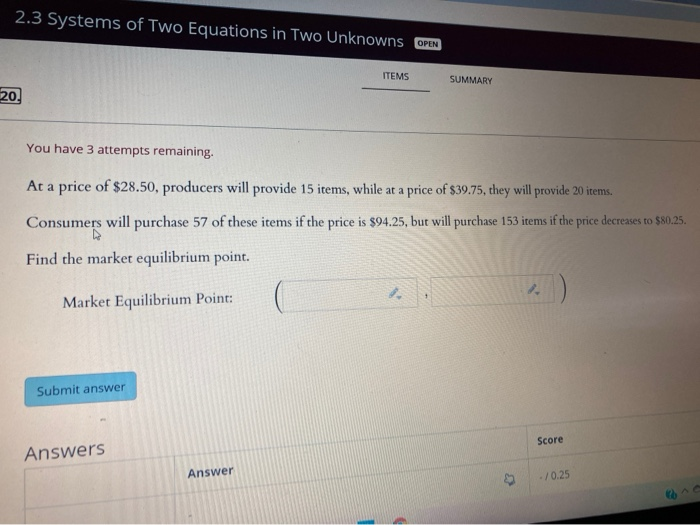 Solved 2.3 Systems of Two Equations in Two Unknowns OPEN | Chegg.com