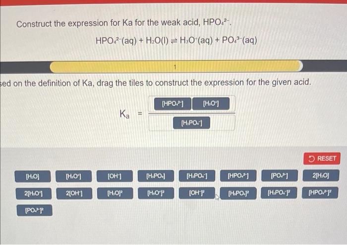 Solved Construct the expression for Ka for the weak acid, | Chegg.com
