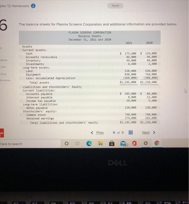 Solved pter 12 Homework Saved 6 The balance sheets for | Chegg.com Solved pter 12 Homework Saved 6 The balance sheets for | Chegg.com
