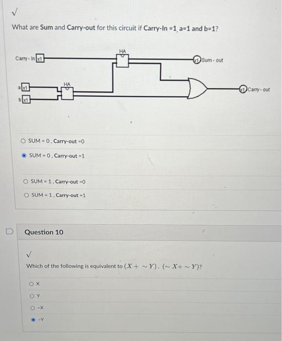 Solved What are Sum and Carry-out for this circuit if | Chegg.com