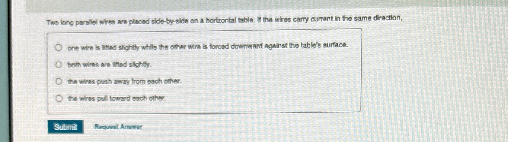 Solved Two long parallel wires are placed side-by-side on a | Chegg.com