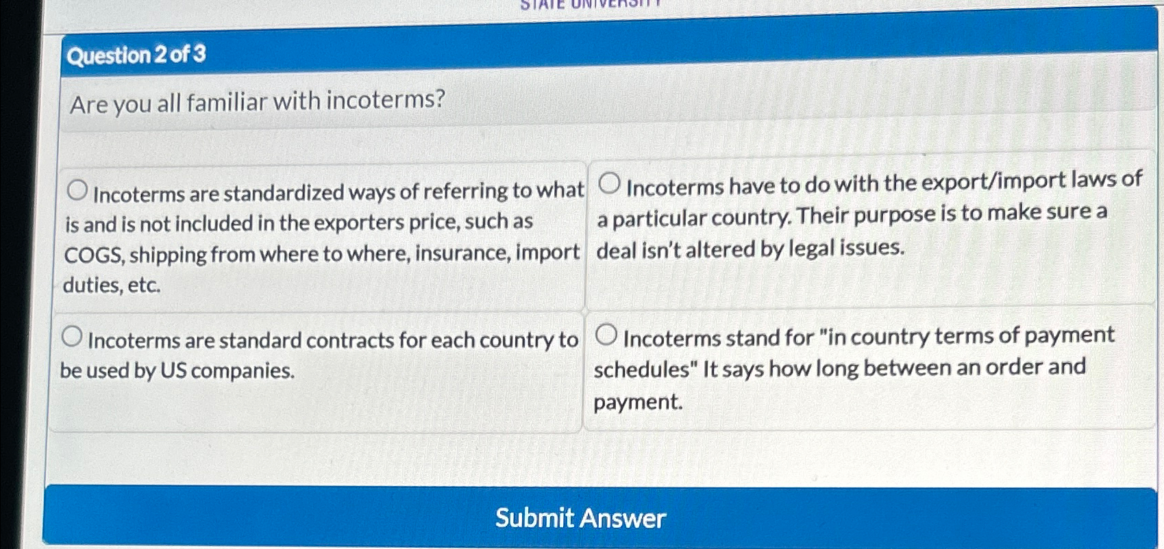 Solved Question 2 ﻿of 3Are you all familiar with | Chegg.com