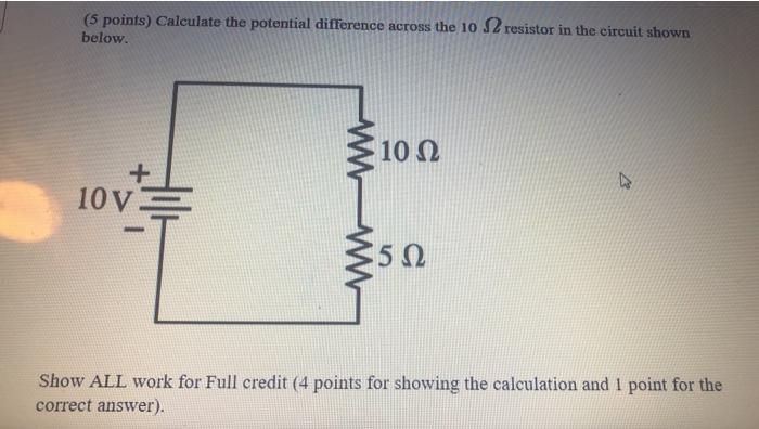 Solved (5 points) Calculate the potential difference across | Chegg.com