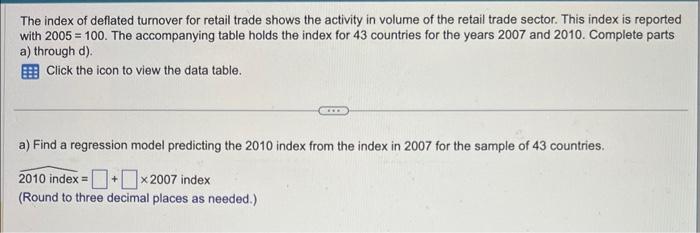 Solved The index of deflated turnover for retail trade shows | Chegg.com