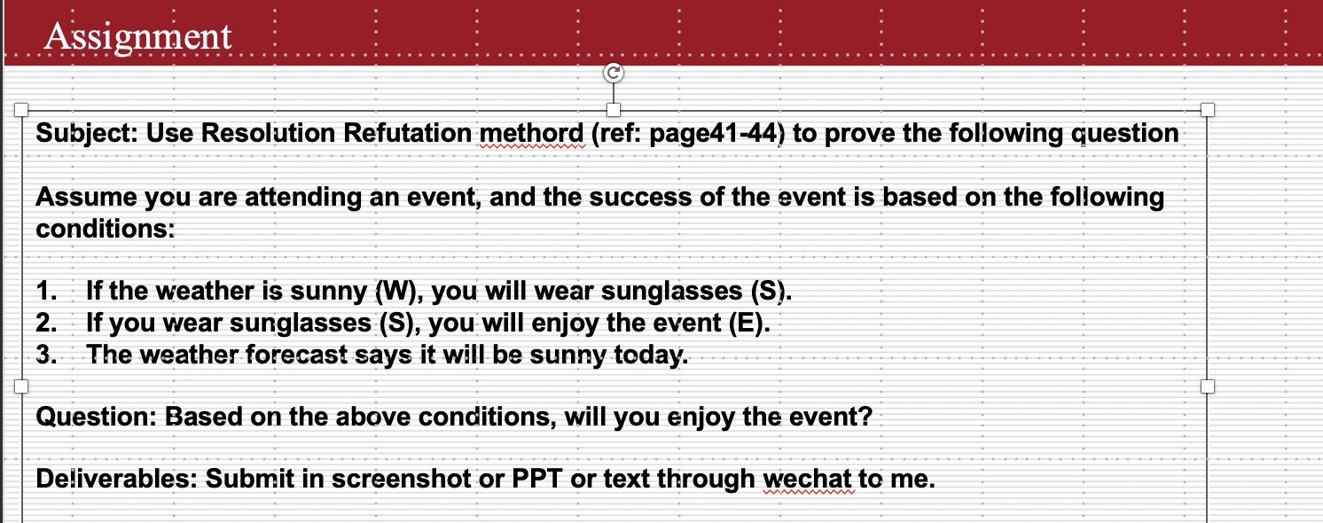 Solved AssignmentSubject: Use Resolution Refutation methord | Chegg.com