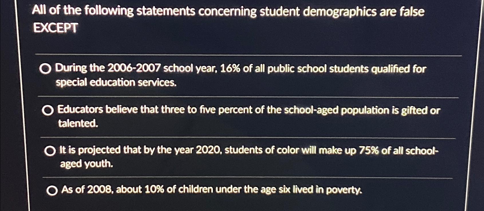 Solved All of the following statements concerning student | Chegg.com