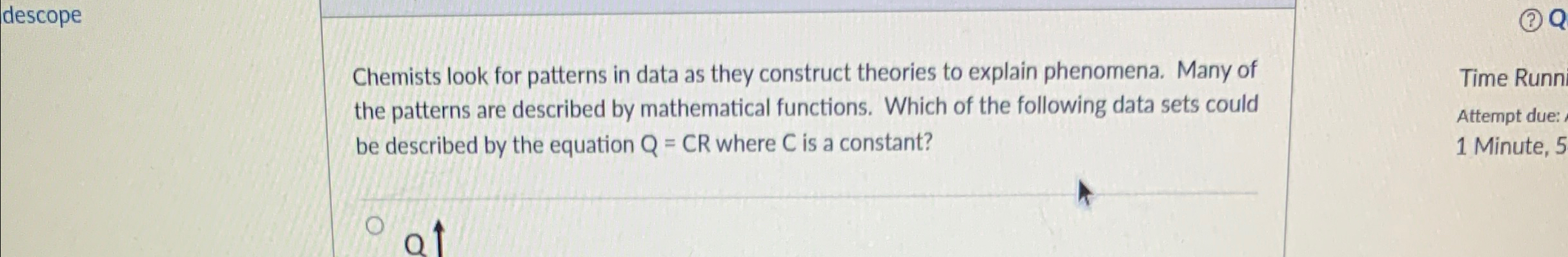 Solved Chemists look for patterns in data as they construct | Chegg.com