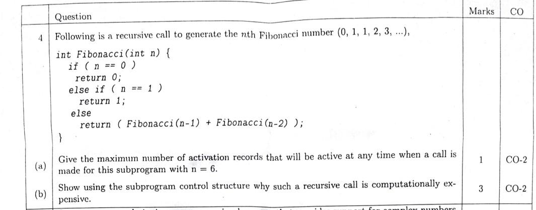 Solved Question Following is a recursive call to generate | Chegg.com