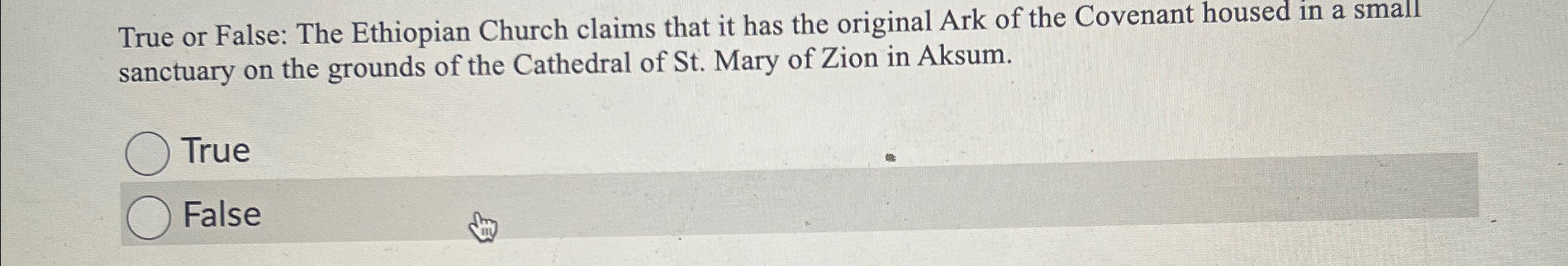 Solved True or False: The Ethiopian Church claims that it | Chegg.com