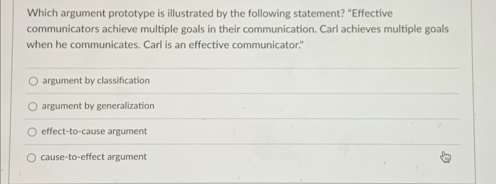 Solved Which Argument Prototype Is Illustrated By The