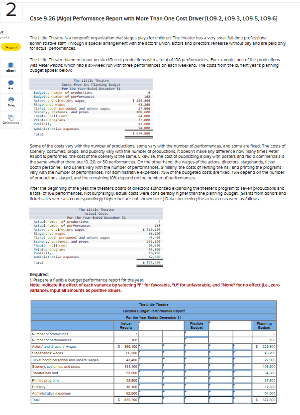 Solved Case 9-26 (Algo) ﻿Performance Report with More Than | Chegg.com