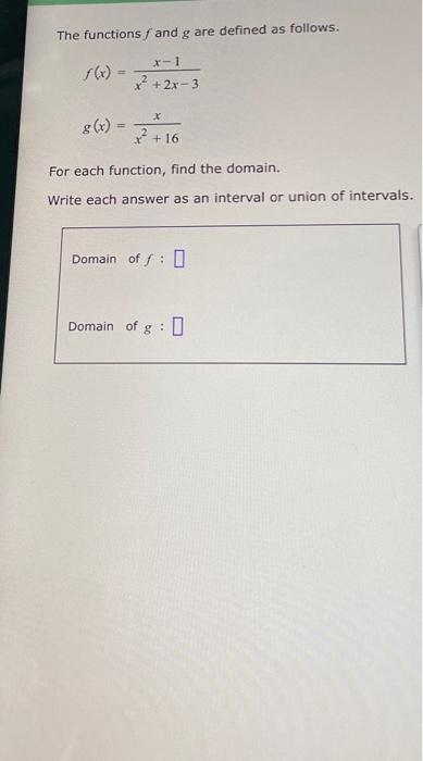 Solved The functions f and g are defined as follows. x-1 | Chegg.com