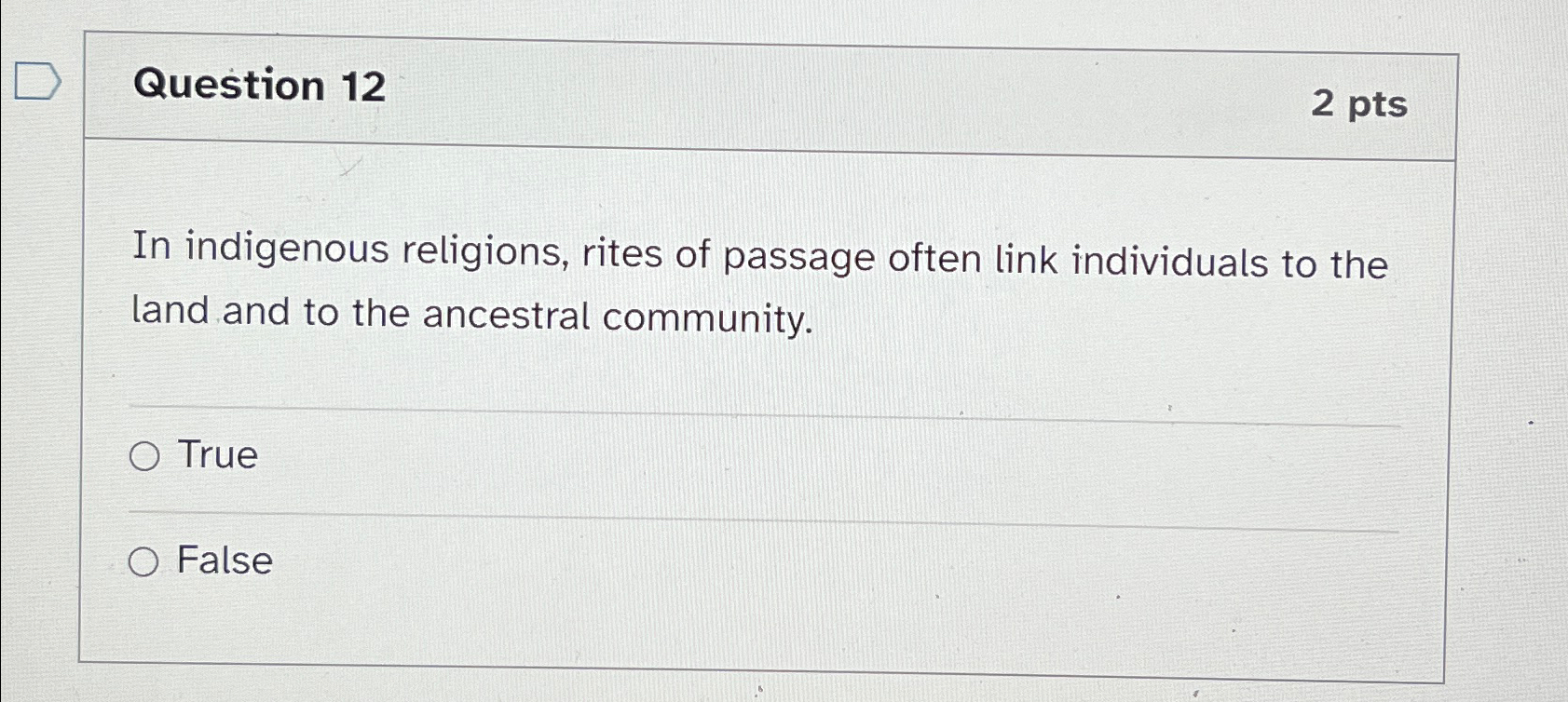 Solved Question 122 ﻿ptsIn indigenous religions, rites of | Chegg.com