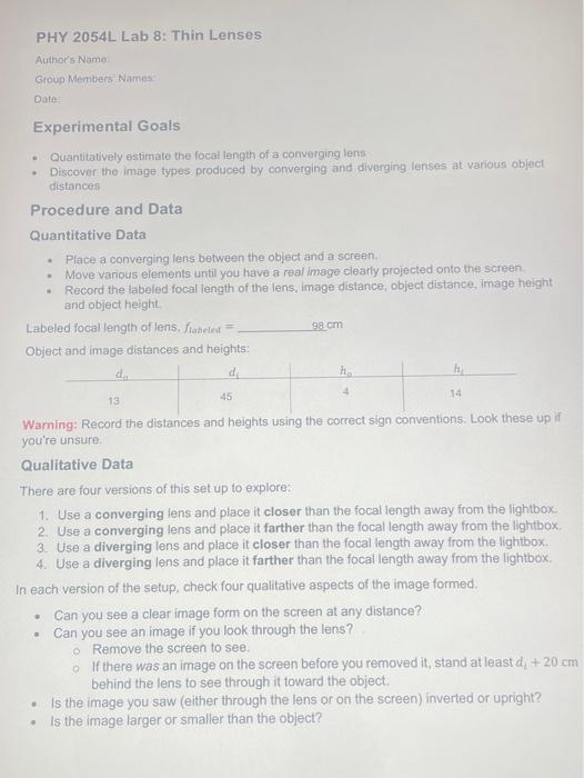Solved distances Procedure and Data Quantitative Data - | Chegg.com