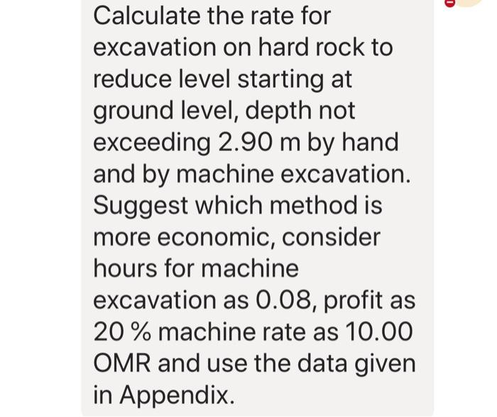 Solved Calculate the rate for excavation on hard rock to | Chegg.com