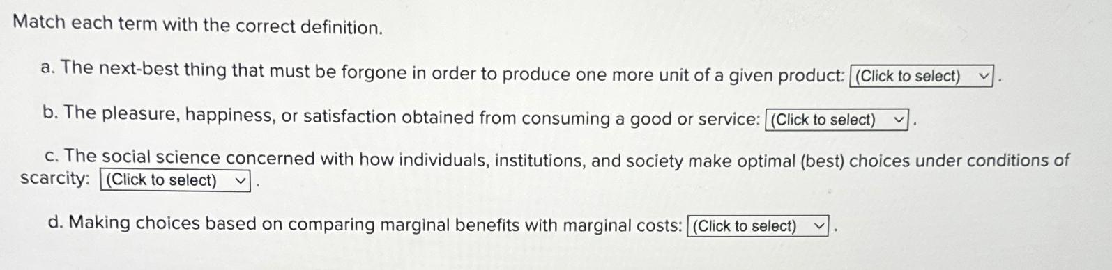 Solved Match each term with the correct definition.a. ﻿The | Chegg.com