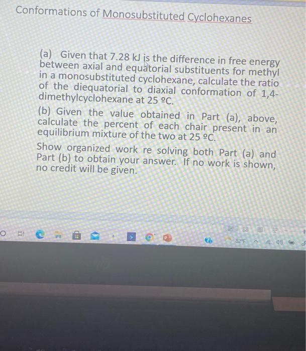 Solved Conformations of Monosubstituted Cyclohexanes • | Chegg.com