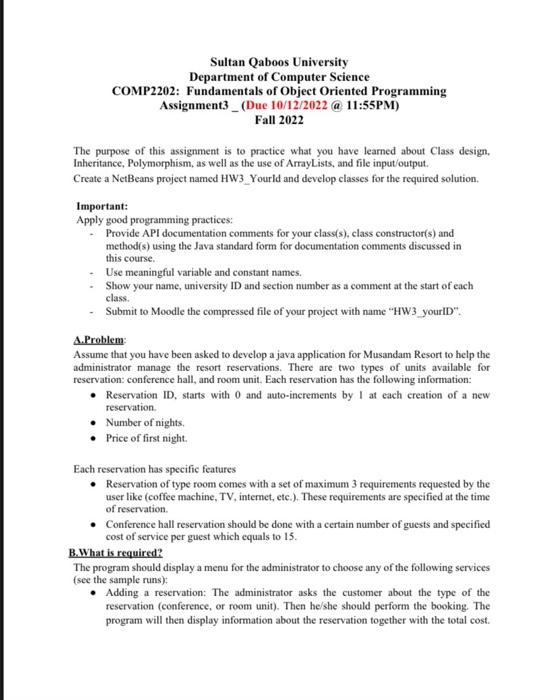 Solved Sultan Qaboos University Department of Computer | Chegg.com