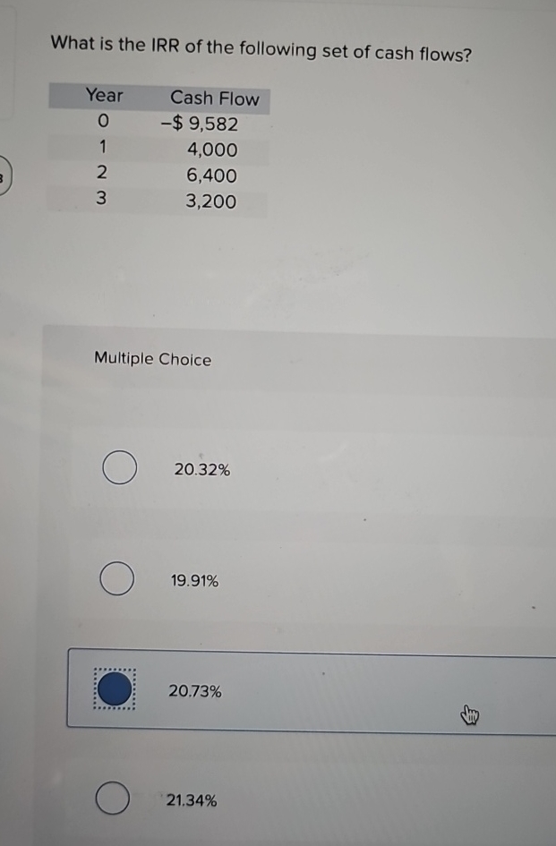 Solved What is the IRR of the following set of cash | Chegg.com