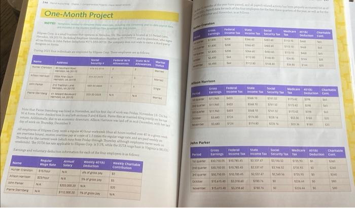 One-Month Project | Chegg.com