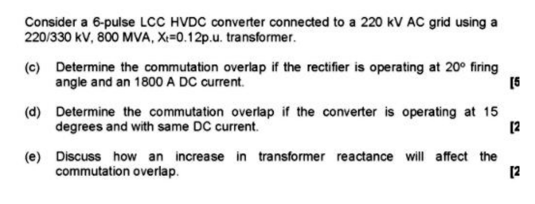 Solved Consider A 6 Pulse Lcc Hvdc Converter Connected To A