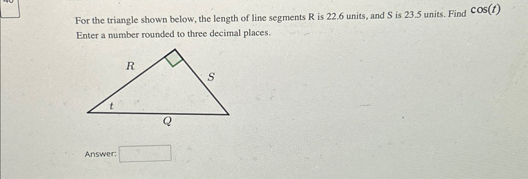 Solved For the triangle shown below, the length of line | Chegg.com