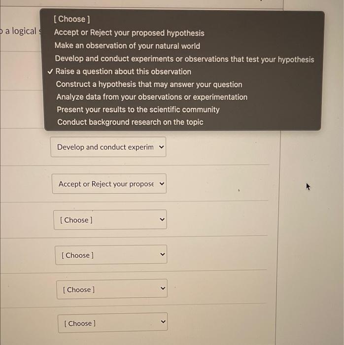 Solved Place the following steps into a logical sequence of | Chegg.com