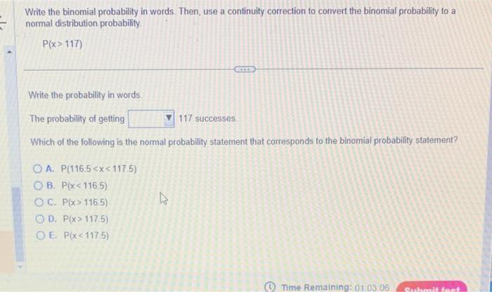 Solved Write the binomial probability in words. Then, use a | Chegg.com