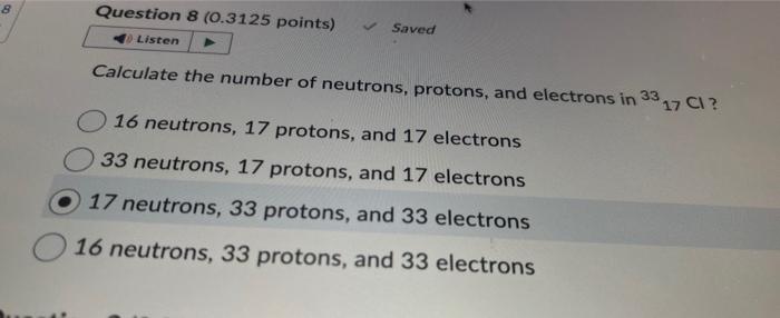 Solved Calculate the number of neutrons, protons, and | Chegg.com