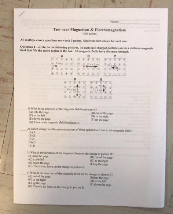 Solved Name Test over Magnetism & Electromagnetism (100 | Chegg.com