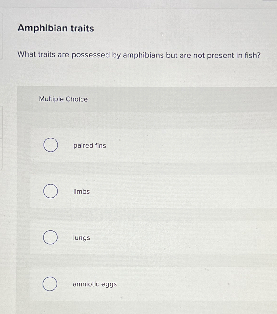 Solved Amphibian traitsWhat traits are possessed by | Chegg.com