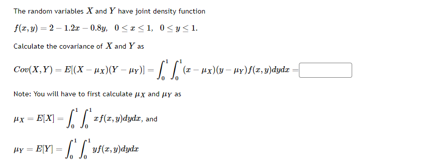 Solved The random variables x ﻿and Y ﻿have joint density | Chegg.com