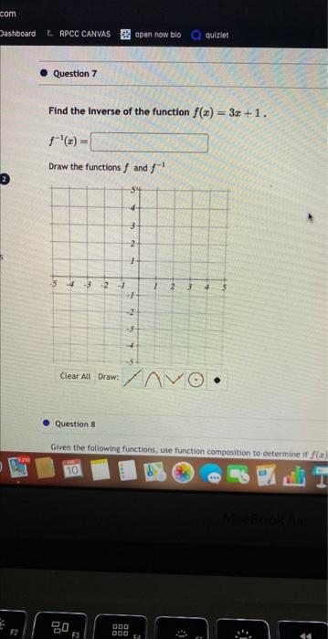 Solved Find the inverse of the function f(x)=3x+1. f−1(x)= | Chegg.com