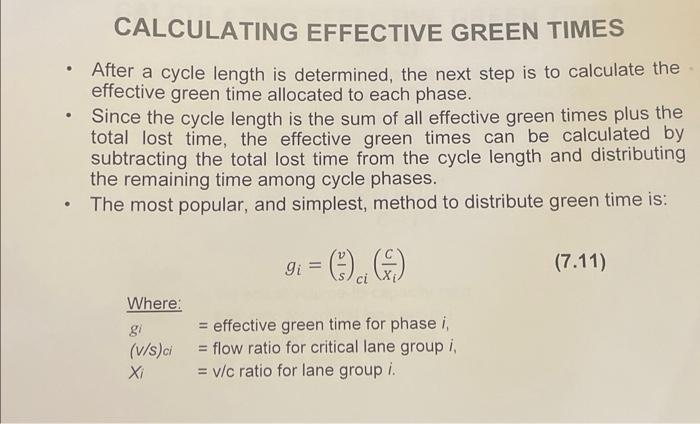 Transportation engineering find cyle length and | Chegg.com