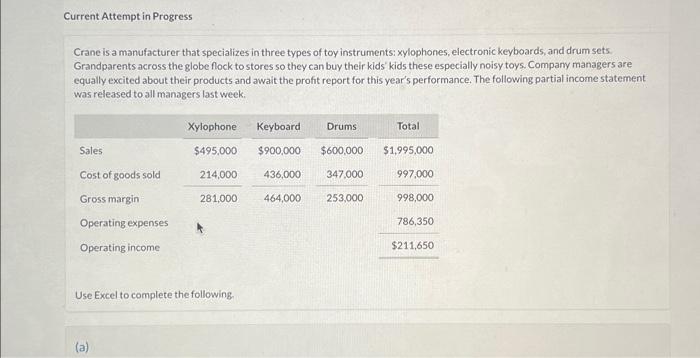 Solved Current Attempt in Progress Crane is a manufacturer | Chegg.com